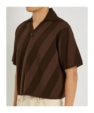 Jacquemus Le Polo Maille Striped Close-knit Polo Shirt