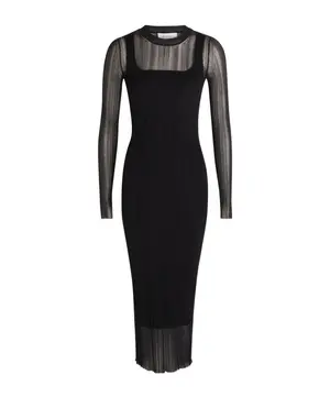 Sportmax Ribbed Fine-knit Midi Dress - Black