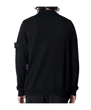 Stone Island Logo Patch Long Sleeved Polo Shirt