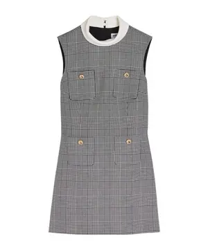 SELF-PORTRAIT Prince Of Wales Checked Woven Mini Dress - Gray