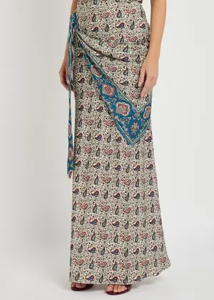 Rabanne Paisley Satin Maxi Skirt