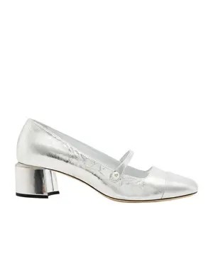 JIMMY CHOO Elisa 45 Metallic Leather Pumps - White