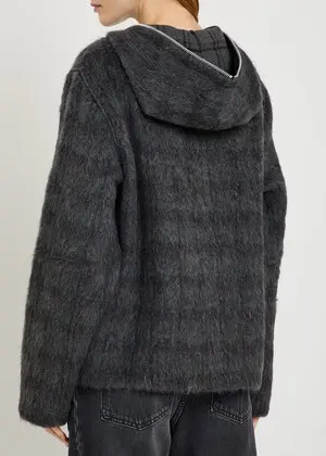 Our Legacy Checked Zip-through Brushed Wool-blend Jumper