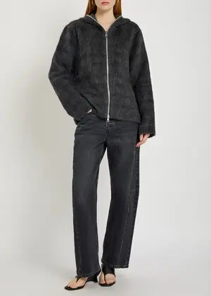 Our Legacy Checked Zip-through Brushed Wool-blend Jumper