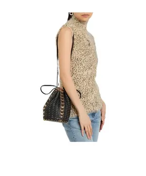 Rabanne Metal Leather Bucket Bag