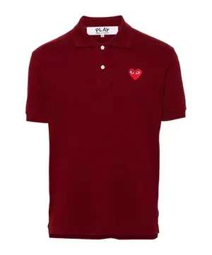 Play Comme Des Garcon Heart-patch Cotton Polo Shirt - Red