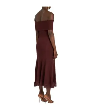 SELF-PORTRAIT Trimmed Knit Midi Dress