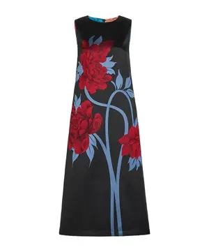 La DoubleJ Floral Jacquard Midi Dress - Black