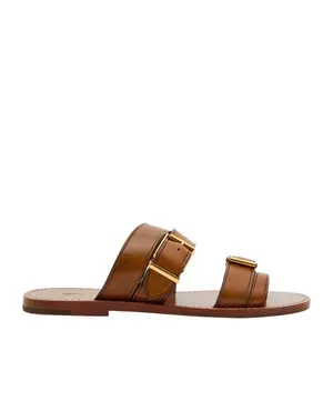 Polo Ralph Lauren Buckle Leather Sandals - Brown