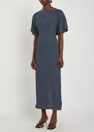 REFORMATION Polka-dot Woven Midi Dress