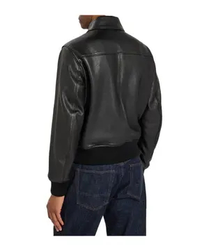 AMI Paris Grained Leather Bomber Jacket