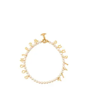 VIVIENNE WESTWOOD Leanne Letter-charm Pearl Necklace - Yellow