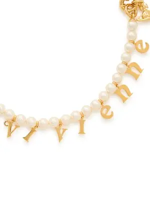 VIVIENNE WESTWOOD Leanne Letter Charm Pearl Necklace