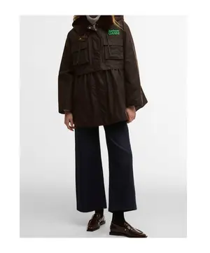 BARBOUR X GANNI Peplum Waxed Cotton Jacket