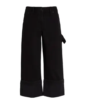 Simone Rocha Turn-up Straight-leg Cropped Jeans - Black