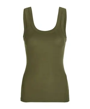 Rag & Bone Scoop-neck Ribbed Stretch-cotton Tank - Green