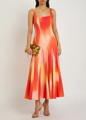 Simkhai Printed Cotton-blend Midi Dress