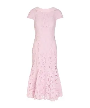 SELF-PORTRAIT Guipure Lace Midi Dress - Pink