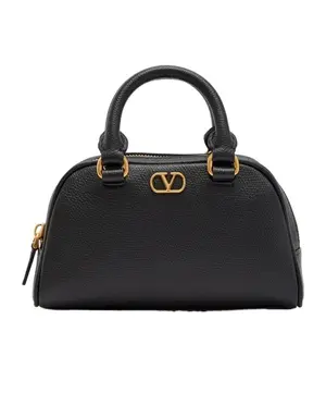 Valentino Garavani Mini Pebbled Leather Top Handle Bag - Black