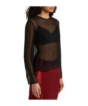 Vince Lace-trimmed Sheer-chiffon Top