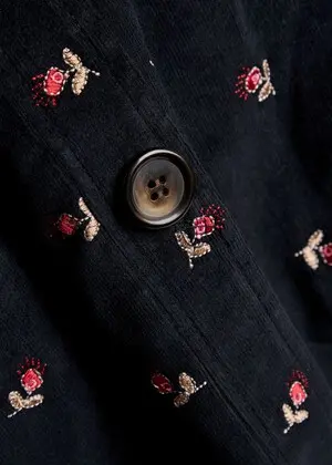 Rixo Floral-embroidered Fine Cord Jacket