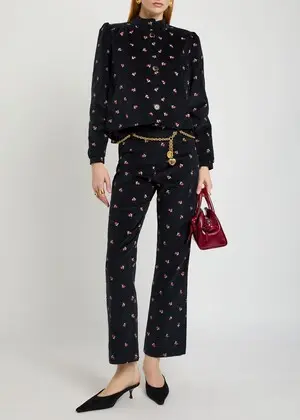 Rixo Floral-embroidered Fine Cord Jacket