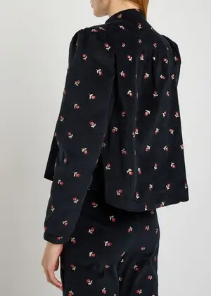 Rixo Floral-embroidered Fine Cord Jacket