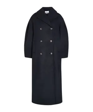 GANNI Double-breasted Coat - Black