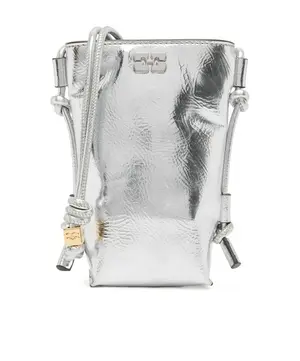 GANNI Metallic-finish Crossbody Bag - Silver