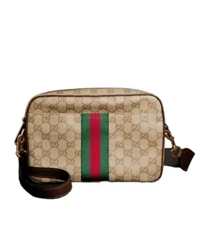 Gucci Small Crossbody Bag With Web - Sand/brown