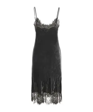 Gold Hawk Lace Trim Slip Dress - Gray