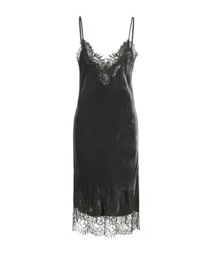 Gold Hawk Lace Trim Slip Dress