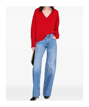 ANINE BING V-neck Knitted Sweater - Red