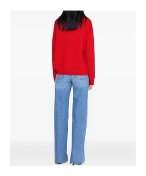 ANINE BING V-neck Knitted Sweater - Red