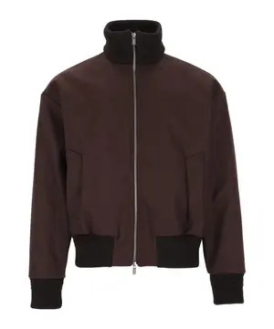 Barena Venezia Zip-up Bomber Jacket With High Collar And Ribbed Trim