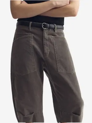NILI LOTAN Shon Pleated Stretch Corduroy Trousers - Sage Ash
