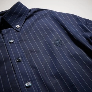 Gucci Pinstripe Crest Embroidered Cropped Shirt