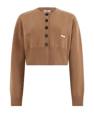 Elisabetta Franchi Ribbed-knit Crew-neck Top - Brown