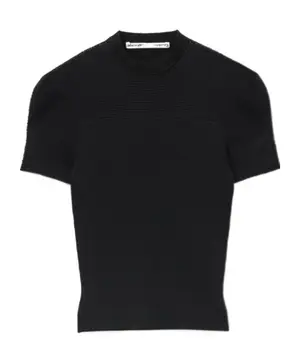 Alexander Wang Debossed Logo Fitted Turtleneck Short Sleeve Top