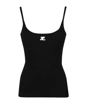 COURREGES Ribbed Tank Top With Logo