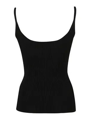 COURREGES Ribbed Tank Top With Logo