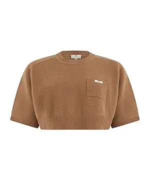 Elisabetta Franchi Cropped Knit Sweater With Chest Pocket