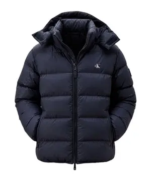 Calvin Klein Relaxed Fit Padded Jacket With Removable Hood - Dark Blue