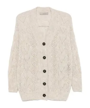 D.exterior Open-knit Button-up Cardigan - No