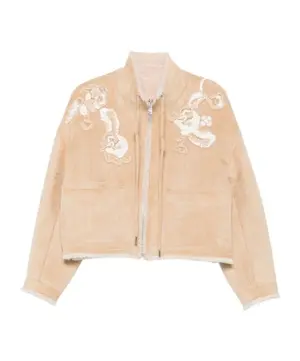 ERMANNO FIRENZE Stand-collar Zip-up Embroidered Jacket - No