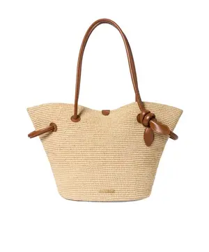 Jacquemus Turismo" Raffia Tote Bag With Leather Knot Detail - Brown