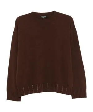 Fabiana Filippi Crewneck Jumper With Monili Chain Detail - Brown