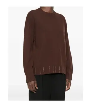 Fabiana Filippi Crewneck Jumper With Monili Chain Detail - Brown