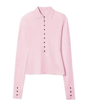 Jacquemus Jacquemus Long-Sleeved Knitted Polo Shirt Light Pink