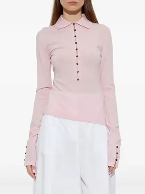 Jacquemus Merino Long Sleeve Polo - Light Pink